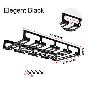 CUKE2BEET Wine Glass Rack Under Shelf, Wine Glasses Holder Under Cabinet Stemware Rack, Wine Glass Hanger Rack Wine Glass Drying Storage Hanger for Cabinet Kitchen Bar