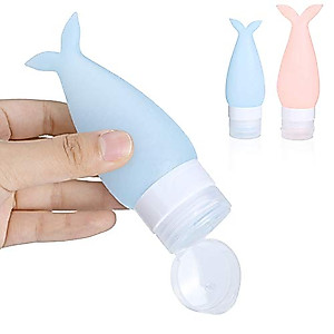 VTOSEN 2Pcs Portable Silicone Travel Squeeze Bottle Set, Leakproof Shampoo and Conditioner Containers, Body Wash Container