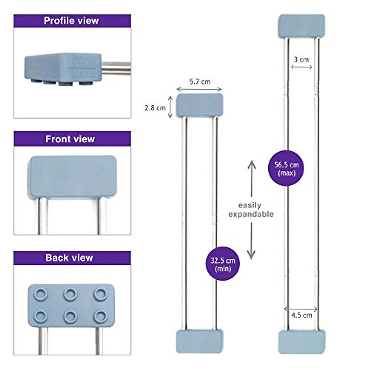 Sanni Shoo drip.line Pure - Adjustable Drip Tray - Practical, Multifunctional Kitchen Rack for Storing Dishcloths and Brushes - Drip Drying Bottles - Heat-Resistant (Ocean, Pure)