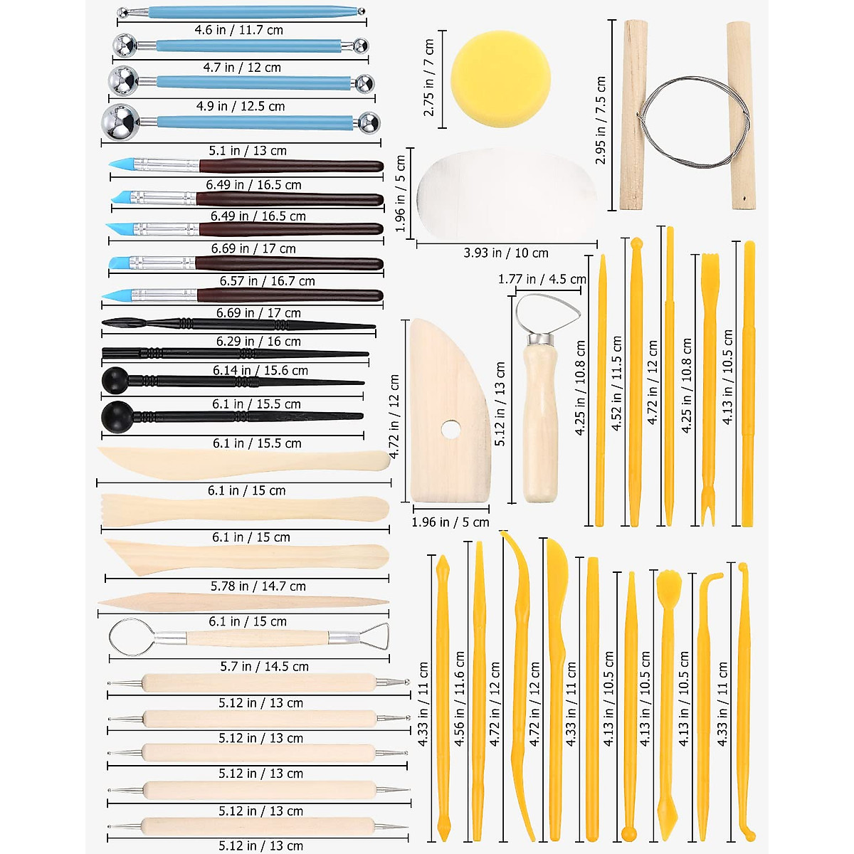 WuliYobo Clay Tools Kit, 42 PCS Polymer Clay Tools with a Storage Bag for Pottery Artists,Pottery Tools Double Sided Carving Tools Sculpting Tools.