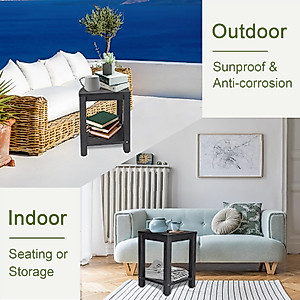 Natree Poly Lumber Shower Foot Rest 17 in, Shower Stool Corner Bench with Storage Shelf, Water Repellent Shower Stool for Shaving Legs, Corner Seat for Bathroom Living Room Shower Spaces(Black)