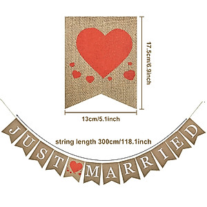 Just Married Burlap Banner, Just Married Car Decorations, Pre-Strung