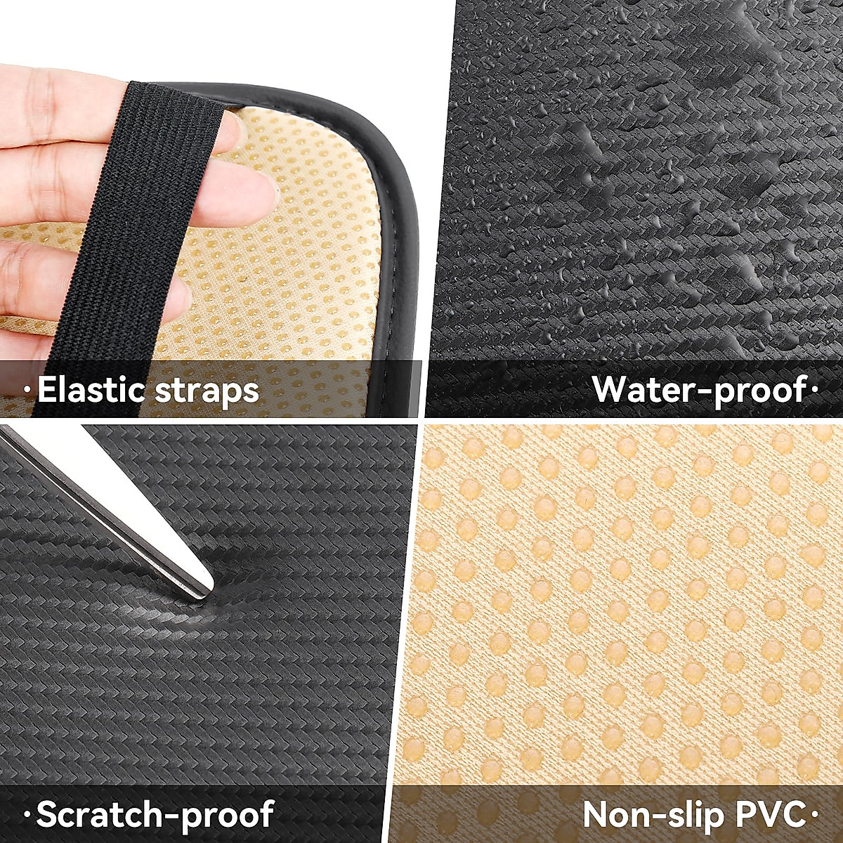 Amiss Car Center Console Pad, Universal Waterproof Car Armrest Seat Box Cover, Car Interior Accessories, Carbon Fiber PU Leather Auto Armrest Cover Protector for Most Vehicle, SUV, Truck, Car (Gray)