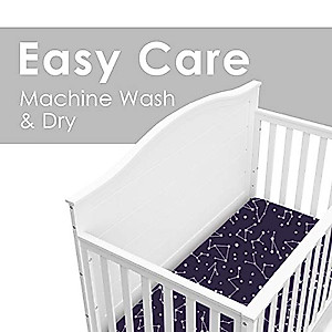 GROW WILD Crib Sheets for Boys or Girls | 3 Pack Soft Stretchy Jersey Cotton Fitted Crib Sheet Neutral | Grey White Navy Blue Baby Crib Sheets for Girl, Crib Mattress Sheet or Toddler Bed Sheets