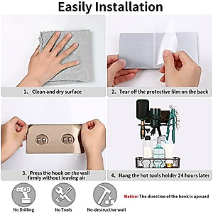 Jashlife Hair Dryer Holder Wall Mounted, Pasteable Installation, Blow Dryer Holder Wall Mount, Be Used Separately, Hair Tool Organizer Wall Mount, Hot Styling Bathroom Storage Basket for Curling Wand