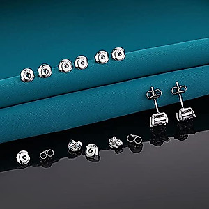 Catinee 16PCS 925 Sterling Silver Earring Backs,14k White Gold Plated Earring Backs for Studs,Hypoallergenic Secure Earring Backings for Locking Stud Earrings