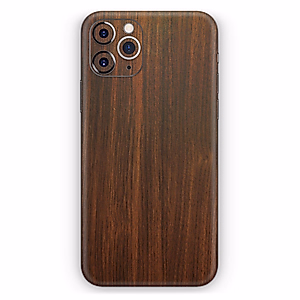 Design Skinz Dark Walnut Stained Wood - DesignSkinz Protective Vinyl Decal Wrap Skin Cover Compatible with The Apple iPhone 12 Pro (Full-Body, Screen Trim & Back Glass Skin)