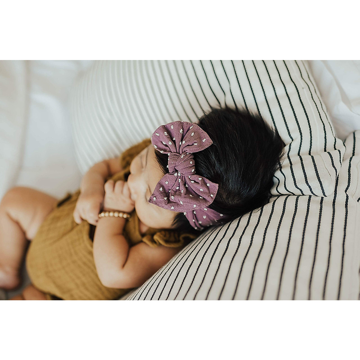 Baby Bling Bows Newborn to Little Girls Hair Bow - Shabby Dot and Classic Knot Headbands Toddlers Hair Accessories, One Size (2 Pack - Lilac Dot and Grey)