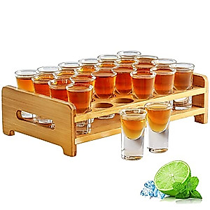 Shot Glass Set 0.5oz/15ml 24pcs Clear Shot Glass Holder Set Mini Shot Glass Perfect for Party, Bar, Club, Cocktail (24pcs)
