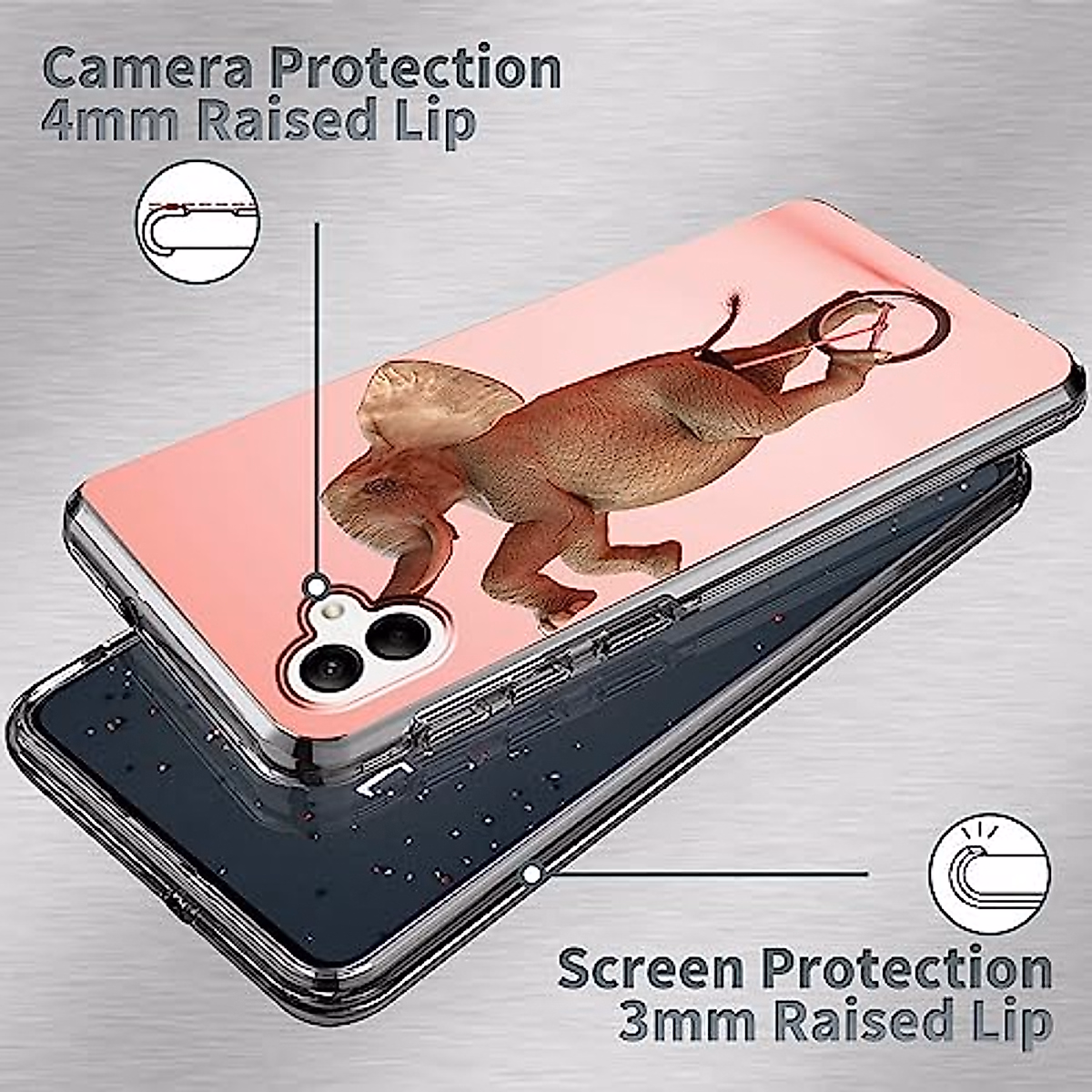 SROJDHFJB Phone Case for Samsung Galaxy A04 4G, Clear Cover for Galaxy A04 4G Dual Layer Soft Rubber Shockproof Bumper Anti-Scratch Hard PC Back, Girls Shell with Cycling Elaphant Dsigned