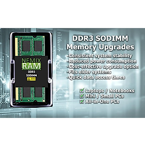 NEMIX RAM 16GB (2X8GB) DDR3 1066MHZ PC3-8500 2Rx8 1.5V 204-PIN Non-ECC SODIMM Laptop PC Memory KIT