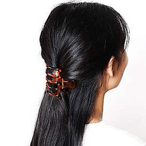 6 Pieces Plastic Non-slip Hair Claw Clips Glossy Prongs Claw Hair Clips Hairpin Clamp with Inner Teeth for Women, 3 Classic Colors