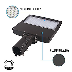 LEDMyplace 150W LED Parking Lot Lights, Shoebox Light Adjustable Arm Mount, 5700K Cool White, 120V-277V, 20250 Lumens, IP65 Waterproof, Commercial Area Street Lighting, Garage, Stadium, Warehouse