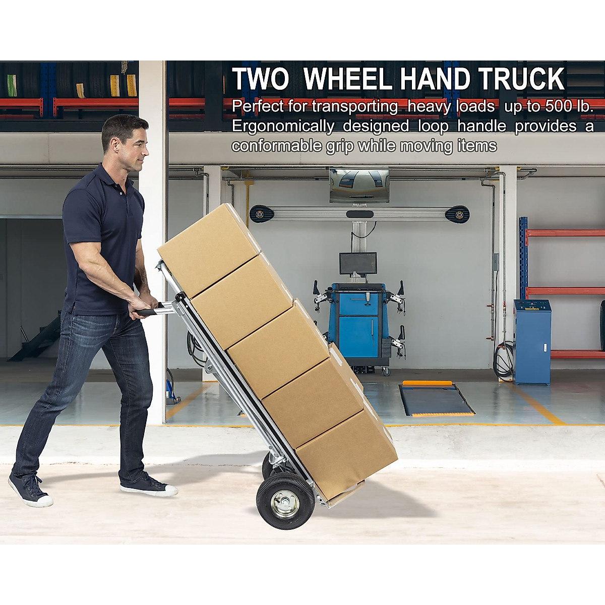 Vergo Industrial AS7A2 Aluminum Convertible Hand Truck Dolly Cart with Loop Handle 700 lbs Capacity (3 Positions, 53" High)