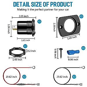 [Upgraded]2Pcs 12V/24V USB Outlet with Voltmeter& ON/Off Switch, Quick Charge 3.0 Dual USB Power Outlet, Waterproof Fast Charge USB Charger Socket DIY Kit for Car Boat Marine (2 Pack)