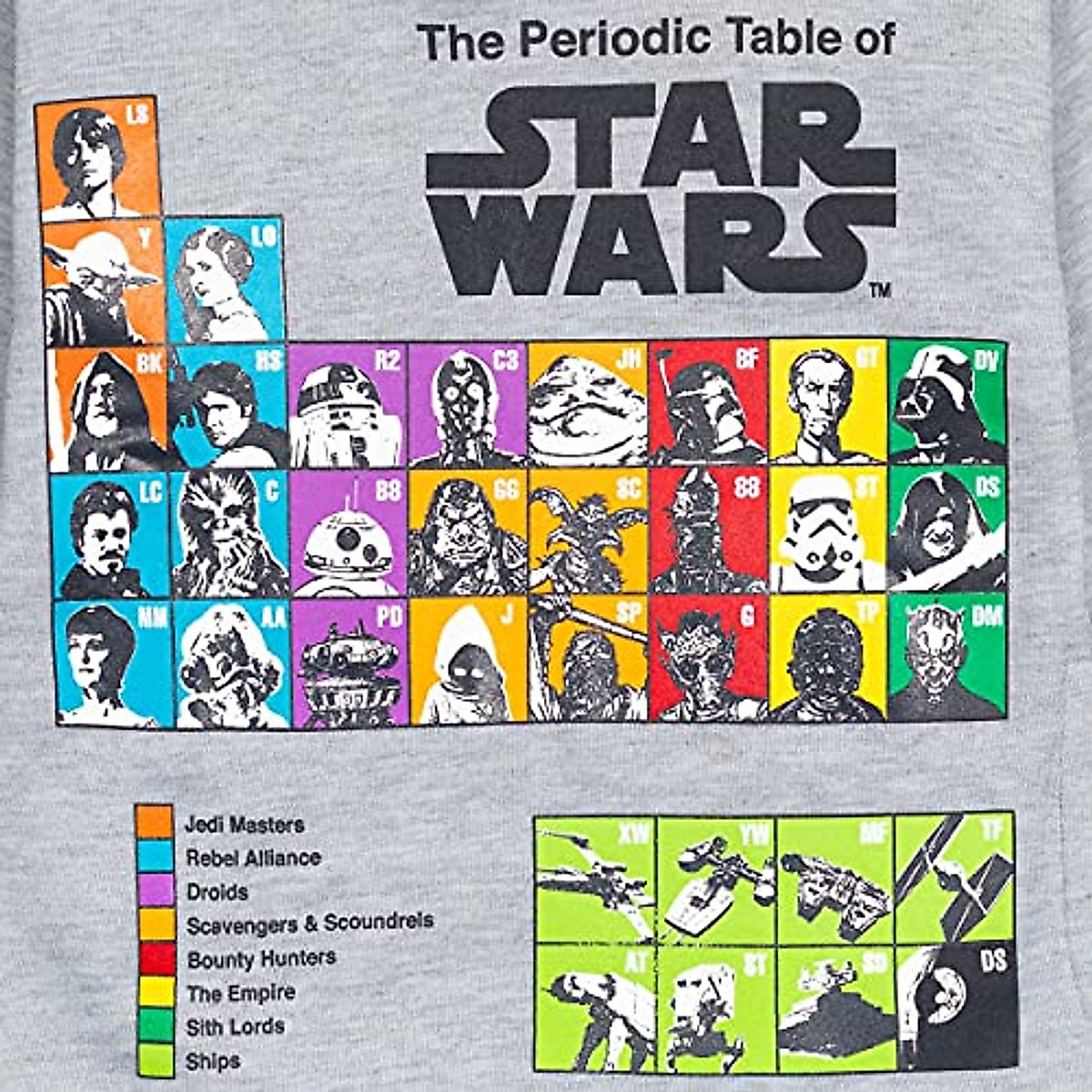 STAR WARS Periodic Table Little Boys Fleece Hoodie 5 Light Heather Gray