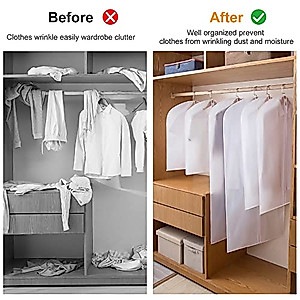 HOOMIL Garment Bags for Clothes, Lightweight Clear White Covers Breathable Protector Bags With Zip PEVA Translucent Dress Cover, 8 Pcs