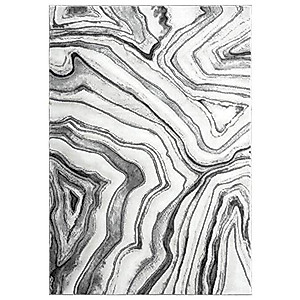 Abani Abstract Grayscale Agate Area Rug Rugs - 6' x 9' Contemporary Non-Shed Modern Grey Bedroom Rug