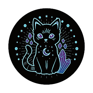 Witchy Black Cat Mystical Pastel Goth Moon Crystal Alchemy PopSockets Swappable PopGrip
