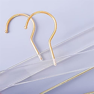 10 Pieces of Acrylic Transparent Gold Hook Hanger Acrylic Hanger with Gold Clip Clear Acrylic Hanger Pants Hanger Clip Skirt Display