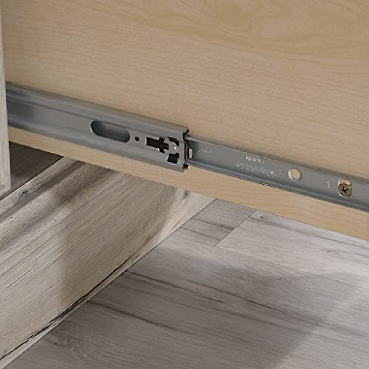 Sauder Palladia Desk with Hutch, L: 59.488" x W: 23.543" x H: 56.496", Split Oak Finish