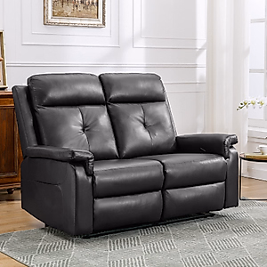 B BAIJIAWEI RV Loveseat Recliner | Double Recliner RV Sofa | RV Theater Seats |RV Theater Seating | RV Furniture, Manual Recliner Chair | RV Recliner Loveseat with Heat and Massage (Black)