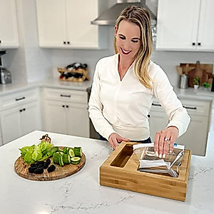 Ziplock Bag Storage Organizer - The Perfect Solution for Kitchen Organization - Neat Compact Organizer Compatible with Quart Size Ziplock Bags, Gallon Storage Bags, Sandwich Bags Ziplock, Snack