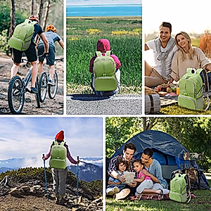 30L Green Lightweight Foldable Large Capacity Backpack for Men and Women - Waterproof Backpack for Travel Sports, Outdoors, Camping and Hiking - Adjustable Shoulder Straps and Multiple Compartments