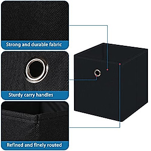 DABEACT Black Fabric Cubes Storage Containers ,11 Inch Cloth Storage Cube Foldable Storage Bins Cubes Organizer Baskets with Dual Handles for Shelf Closet Set of 3,(Black)