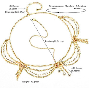 Gold Tone Womens Rhinestone Accent Draped Head Chain Jewelry IHC1030G
