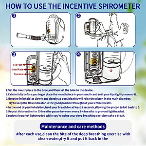Incentive Spirometer for Adult Lung Trainer Breathing Exerciser Respiratory Strengthener Device -5000ml Volume