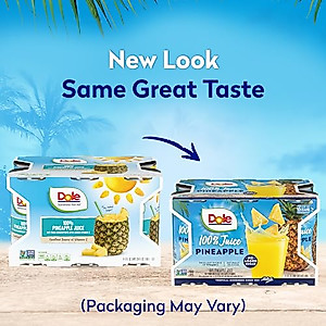 Dole 100% Pineapple Juice, No Added Sugar, Excellent Source of Vitamin C, 100% Fruit Juice, 6 Fl Oz (Pack of 6), Packaging May Vary
