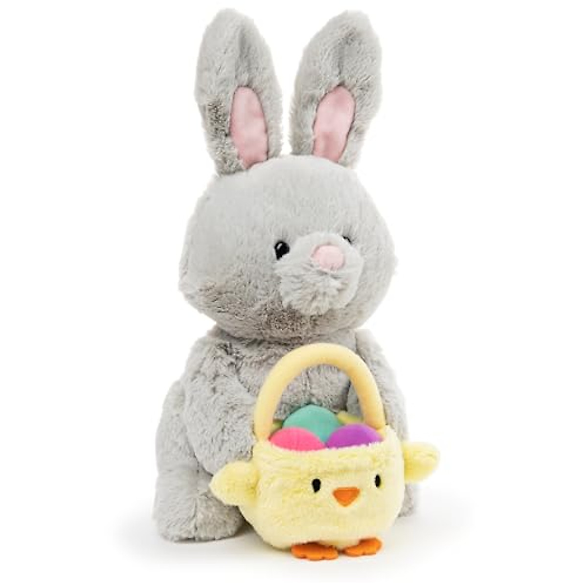 GUND Amazon Exclusive Easter Bunny with Basket and Easter Eggs, Easter Decorations, Bunny Stuffed Animal for Ages 1 and Up, Gray, 10"