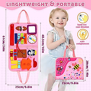 Buauty Busy Board Montessori Toys for 1 2 3 4 Year Old Toddlers, Sensory Toys Board Preschool Activities Learning Education Toys Baby Travel Toys for Kids Age 1-4, Gifts for Girls Boys 1 2 3 Year Old