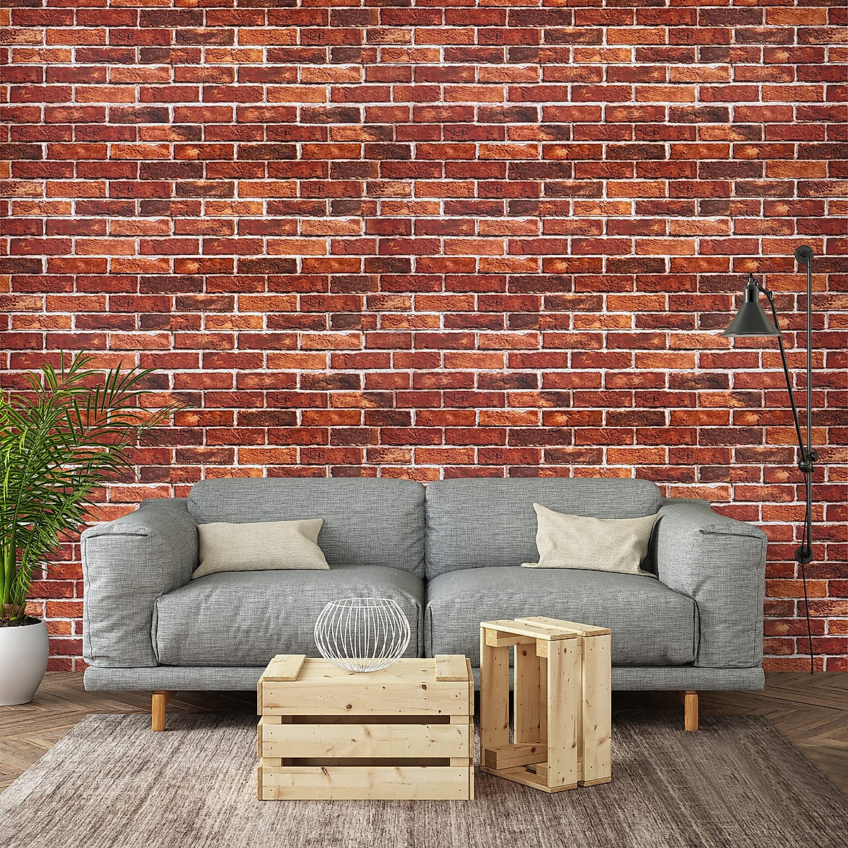 Red Faux Brick Wallpaper Peel and Stick Wallpaper 3D Brick Wallpaper 17.71in × 118in Self Adhesive Wallpaper for Fireplace Bedroom Living Room Decoration