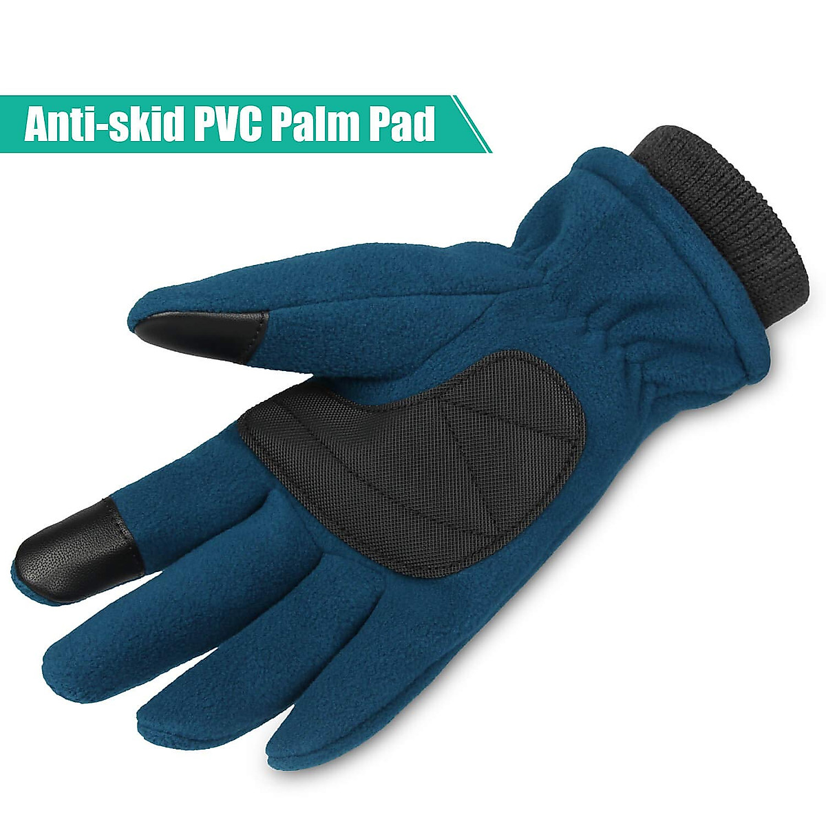 OZERO Winter Waterproof Gloves for Men: Women Gloves for Running Touchscreen - L Size & Blue