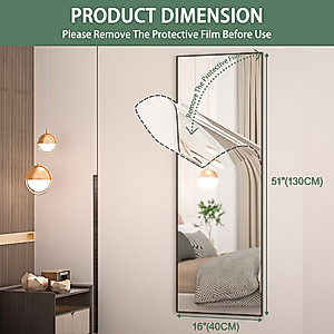 Hasipu Door Mirror Full Length, 51 x 16 Inch Full Body Wall Mirror Over The Door Hanging Mirror for Bedroom, Living Room, Cloakroom