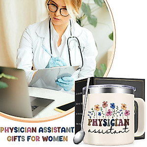 Physician Assistant Gifts for Women, Physician Coffee Mug for National Physician Assistant Day, Birthday and Christmas, 14oz Stainless Steel Insulated Coffee Mug for Physician Assistant, Creamy White