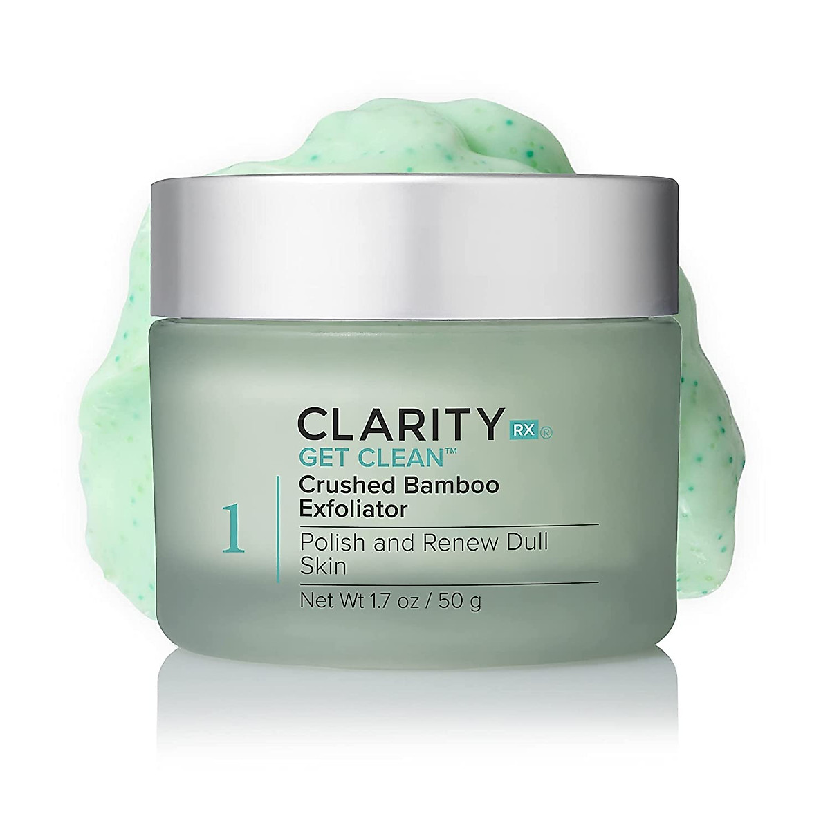 ClarityRx Get Clean Crushed Bamboo Facial Exfoliator, Natural Plant-Based Gentle Exfoliating Cleanser, Paraben Free, Cruelty Free (1.7 oz)