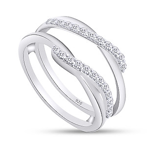 SAVEARTH DIAMONDS 3/10 ct t.w Round Cut Lab Created Moissanite Diamond Infinity Bypass Enhancer Guard Ring For Womens In 14K White Gold Over Sterling Silver(VVS1 Clarity 0.30 Cttw)-8