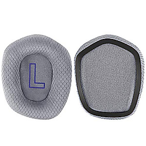 Geekria Comfort Mesh Fabric Replacement Ear Pads for Logitech G733 Headphones Earpads, Headset Ear Cushion Repair Parts (Grey)