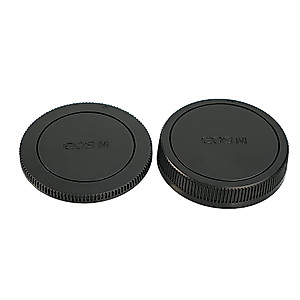 NIYI 2Sets Camera Body Cap and Lens Rear Cap Kit, Compatible with Canon EOS M Mount Mirrorless Camera Rear Lens Protector Cover and Body Protector Set
