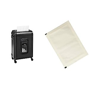 Amazon Basics 8-Sheet High-Security Micro-Cut Shredder with Pullout Basket and Paper Shredder Sharpening & Lubricant Sheets - Pack of 12