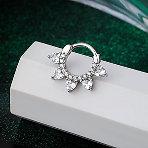 COCHARM 16g 8mm Septum Ring Daith Earrings Silver Septum Nose Rings Flower Septum Rings Surgical Steel Daith Piercing Jewelry Surgical Steel…