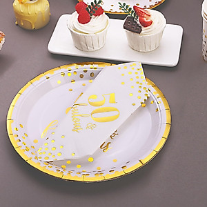 Gudvilla 50th Birthday Decorations for Men Women, 168Pcs 50th Birthday Plates and Napkins Party Supplies, 50 and Fabulous Birthday Plates with Gold Dot Serve 24 Guests, 50th Anniversary Decorations