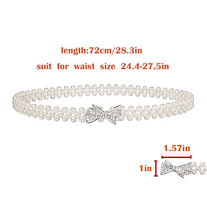 Ayliss Women Pearl Waist Belt Elastic Wedding Bridal Belt with Rhinestone Crystal Sash Bridesmaid Dress Belt Waistband (#2 Butterfly)