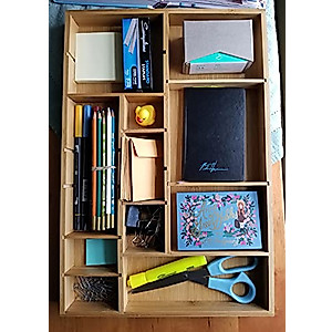 Lipper International 8397 Bamboo Wood Adjustable Drawer Organizer with 6 Removable Dividers, 12" x 17-1/2" x 1-7/8"