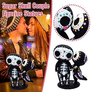Sugar Skull Couple Figurine Resin Statue, Testimony of Love Sugar Skull Decor Handmade Crafts Resin Ornament Creative Home Room Decor, Unique Gothic Skull Sculptures Table Garden Yard Decoration
