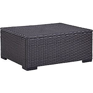 Crosley Furniture Biscayne Wicker Outdoor Ottoman Foot Rest for Patio, Deck, Porch, Brown with Mist Cushions