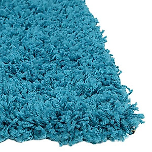 Rugs.com - Über Cozy Solid Shag Collection Rug – 8' x 10' Turquoise Shag Rug Perfect for Living Rooms, Large Dining Rooms, Open Floorplans